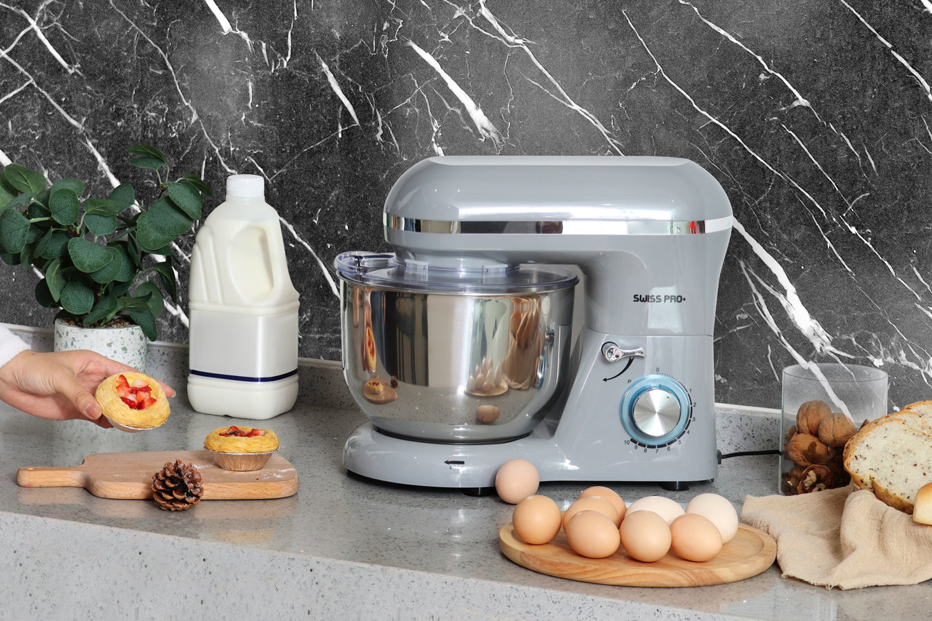 Powerful Food Processor - Stand Mixer - 6L 1500W - Silver & Grey - SP ...